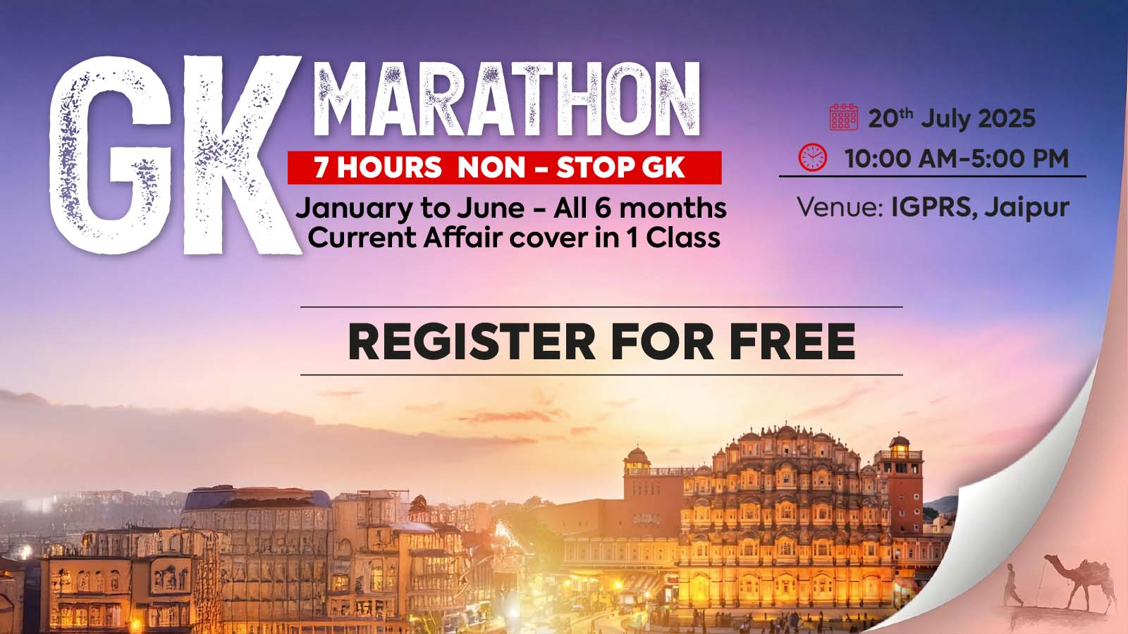 CLAT 2026 GK Marathon Jaipur (by Law Prep Tutorial)